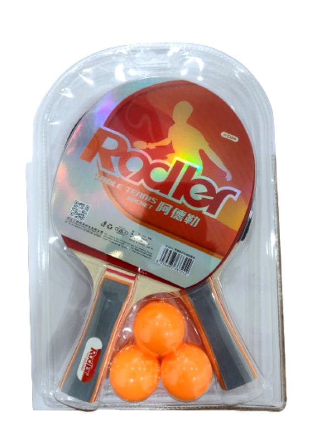 Table Tennis Racket set with 3 Balls and Pouch