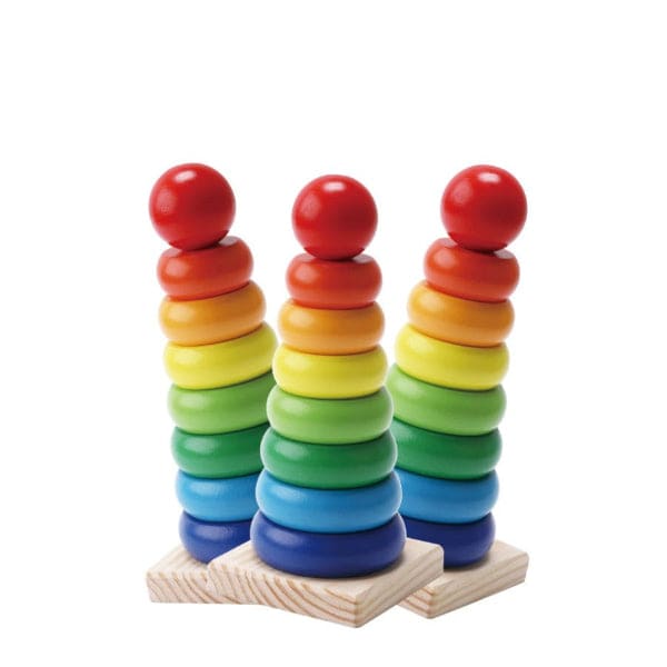 Wooden Rainbow Tower Building and Sorting Toy for Kids